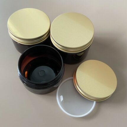 100ml PET Amber Jar with Gold Cap & Lid / Bekas Scrub / Pomade / Bekas ...